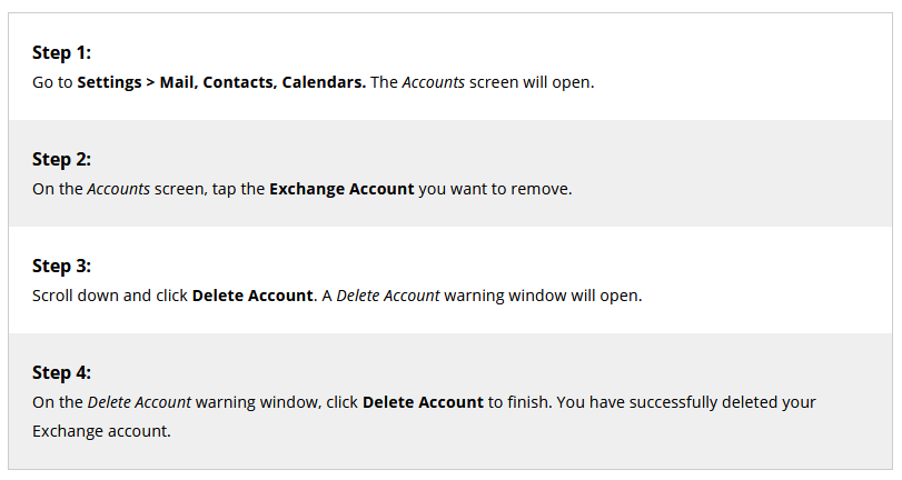 How To Remove An Exchange Mailbox From An IPhone iPad iOS Device Readycrest Ltd 